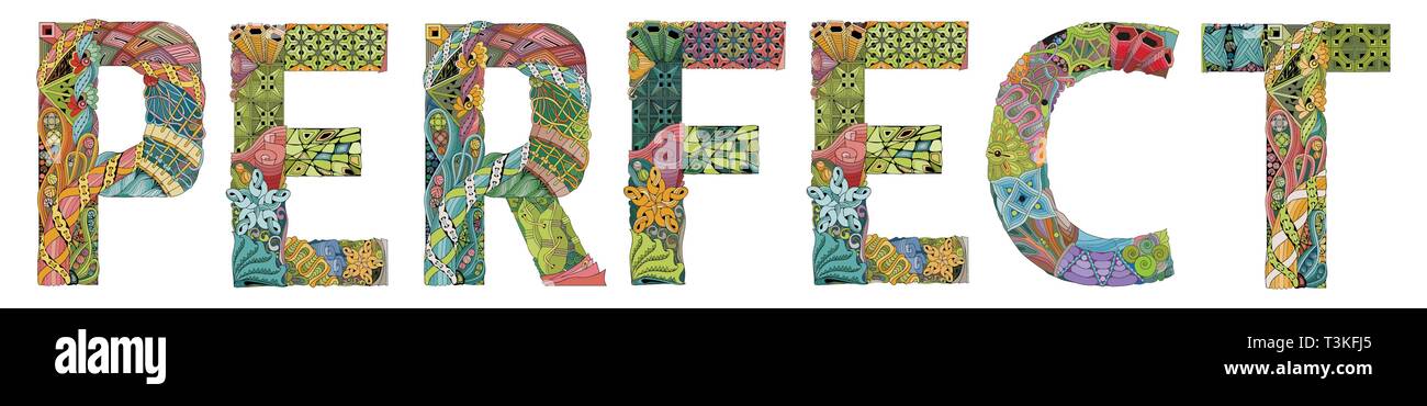 Word PERFECT. Vector zentangle object for decoration Stock Vector Image ...