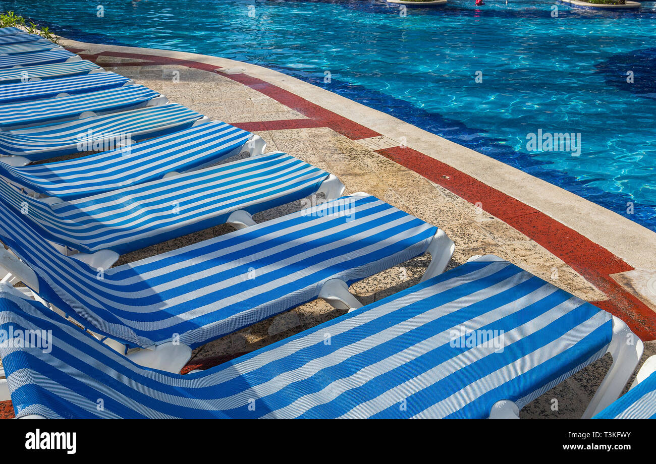 blue Swimming pool in Cancun, Riviera Maya, Mexico Stock Photo - Alamy