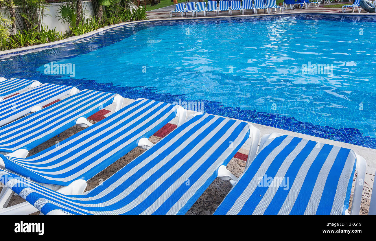 blue Swimming pool in Cancun, Riviera Maya, Mexico Stock Photo - Alamy