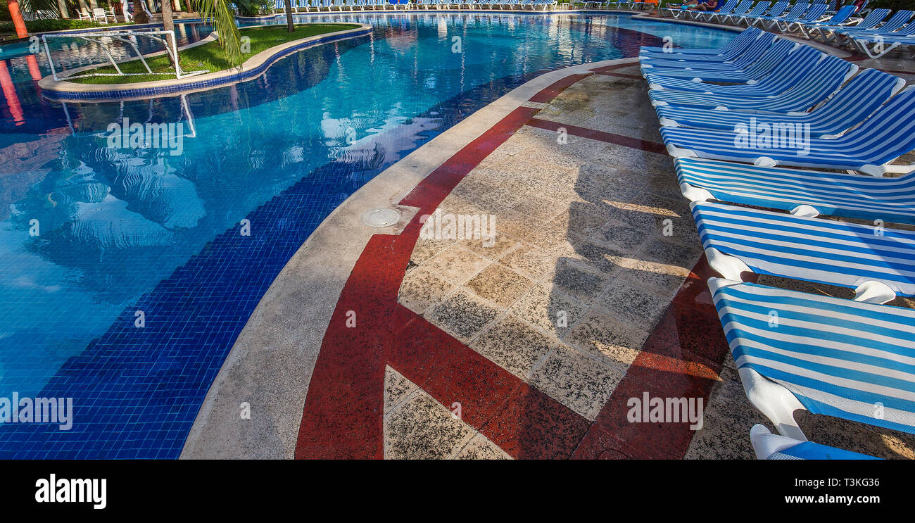 blue Swimming pool in Cancun, Riviera Maya, Mexico Stock Photo - Alamy