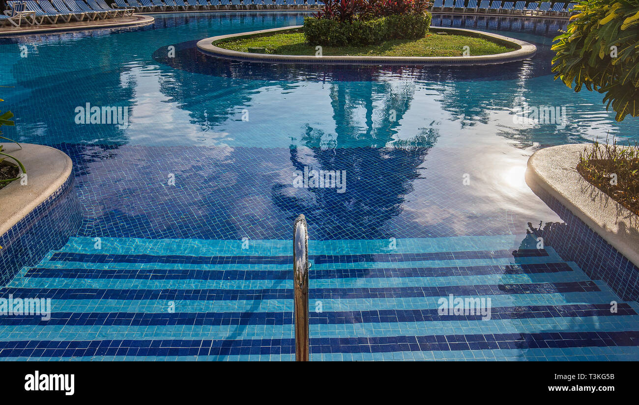 blue Swimming pool in Cancun, Riviera Maya, Mexico Stock Photo - Alamy
