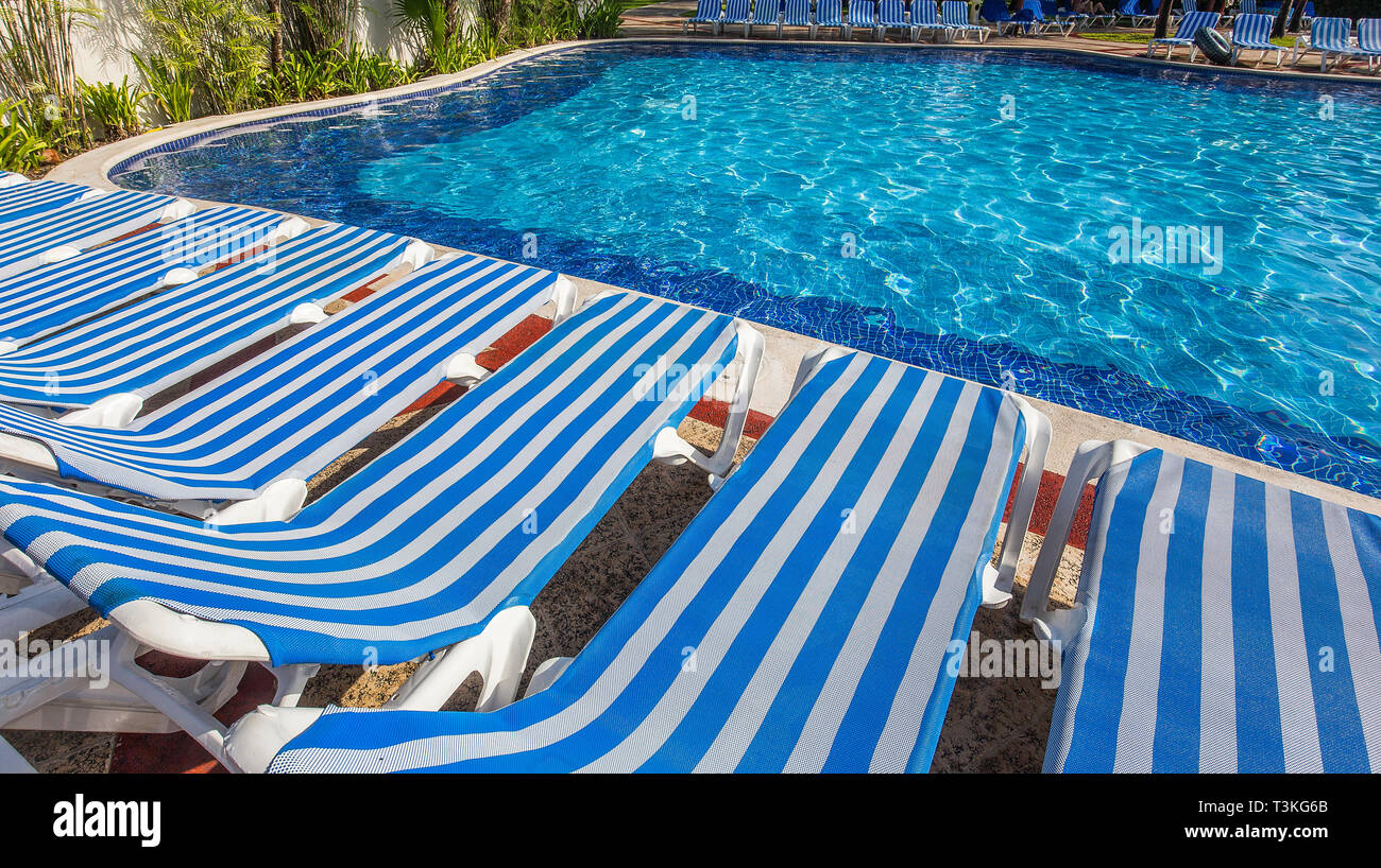 blue Swimming pool in Cancun, Riviera Maya, Mexico Stock Photo - Alamy