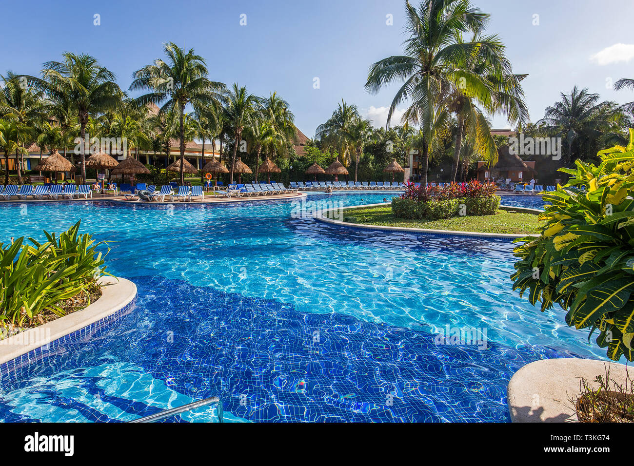 blue Swimming pool in Cancun, Riviera Maya, Mexico Stock Photo - Alamy