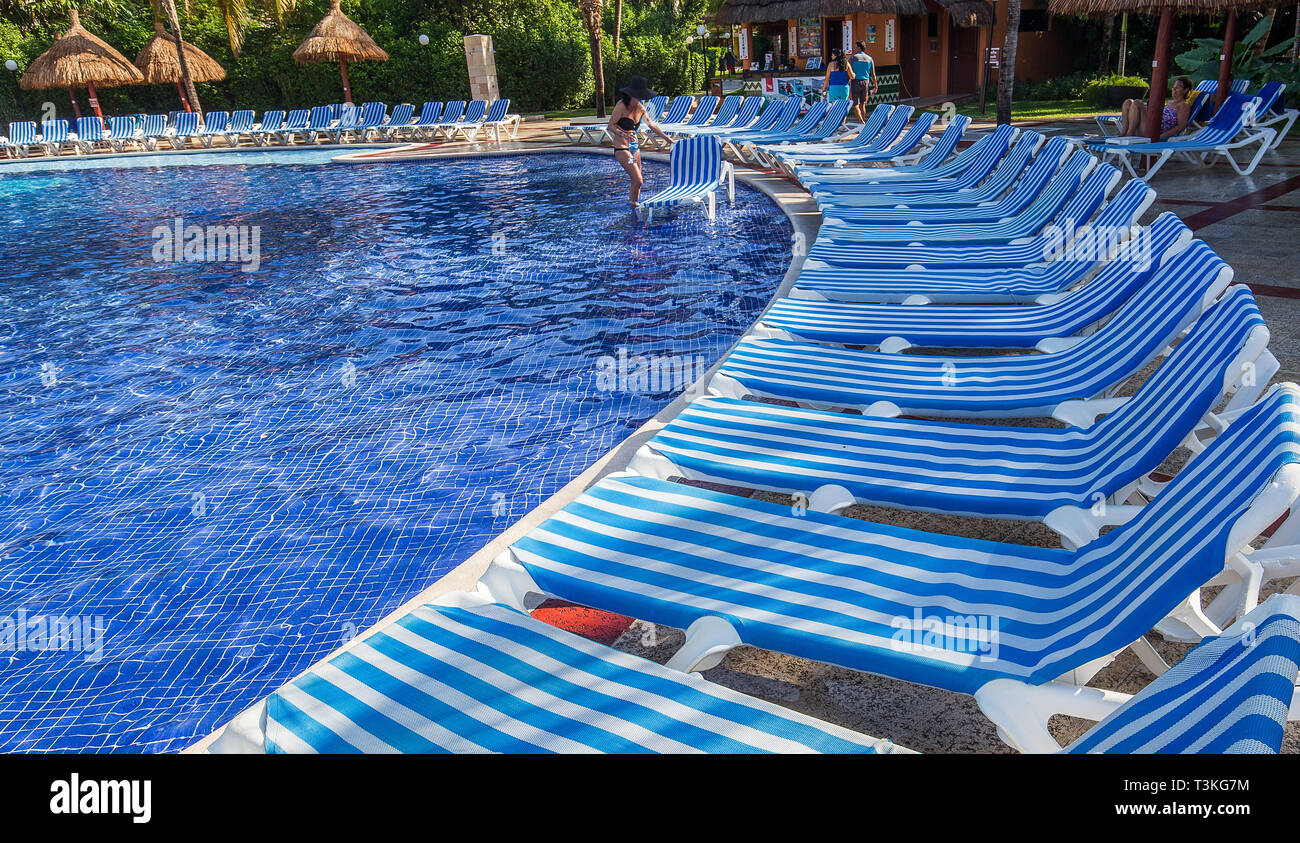 blue Swimming pool in Cancun, Riviera Maya, Mexico Stock Photo - Alamy