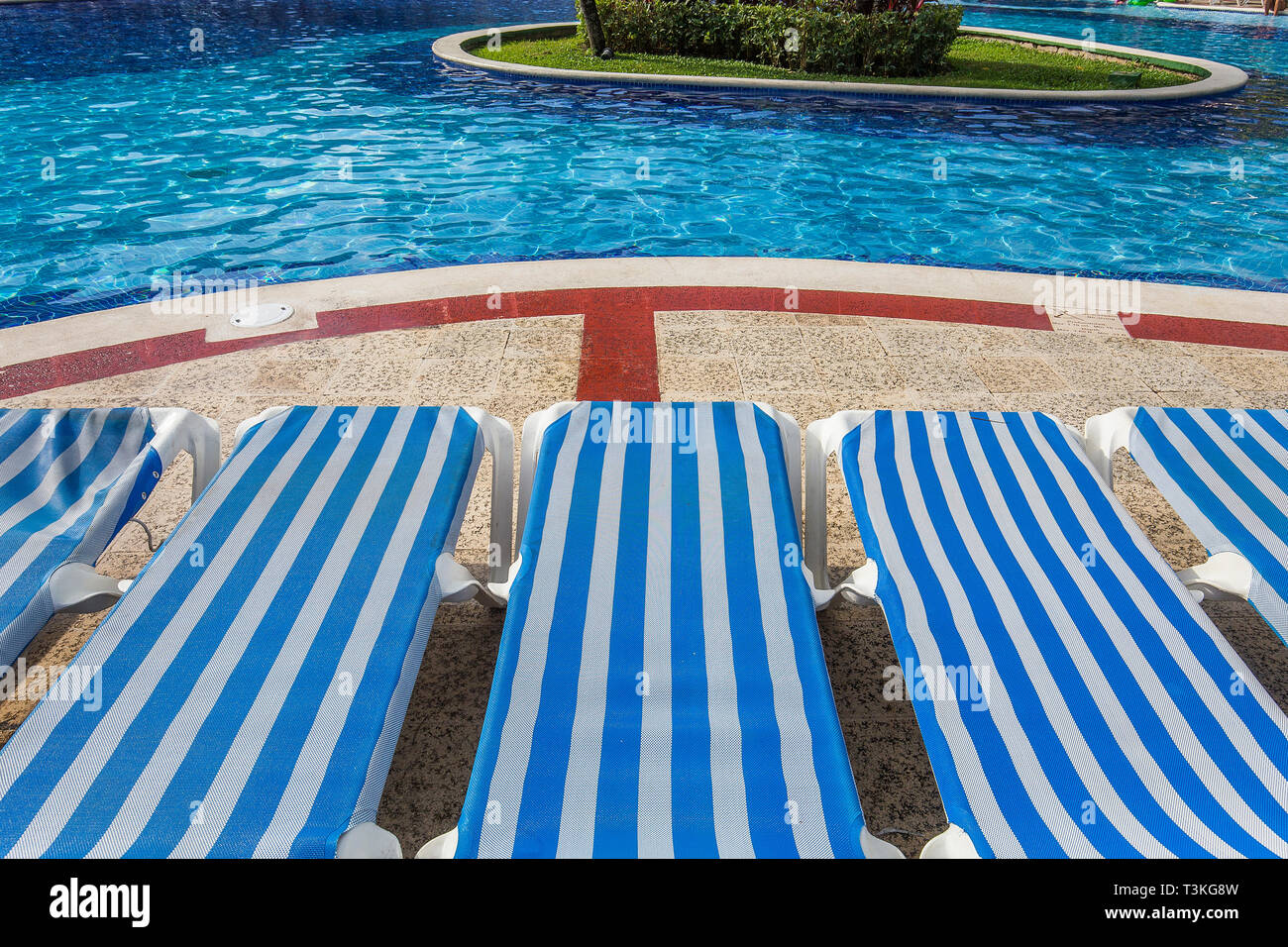 blue Swimming pool in Cancun, Riviera Maya, Mexico Stock Photo - Alamy
