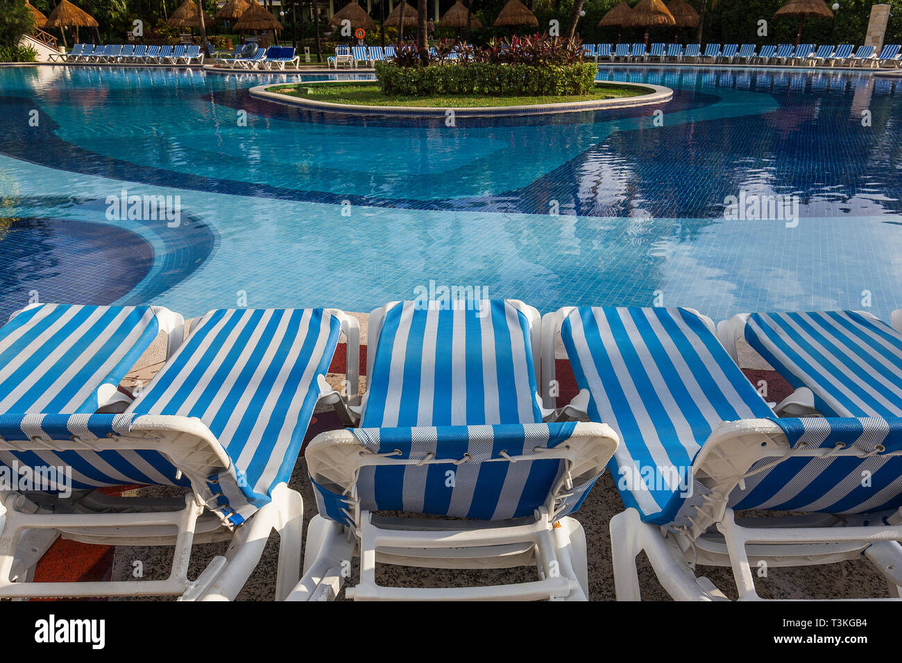 blue Swimming pool in Cancun, Riviera Maya, Mexico Stock Photo - Alamy