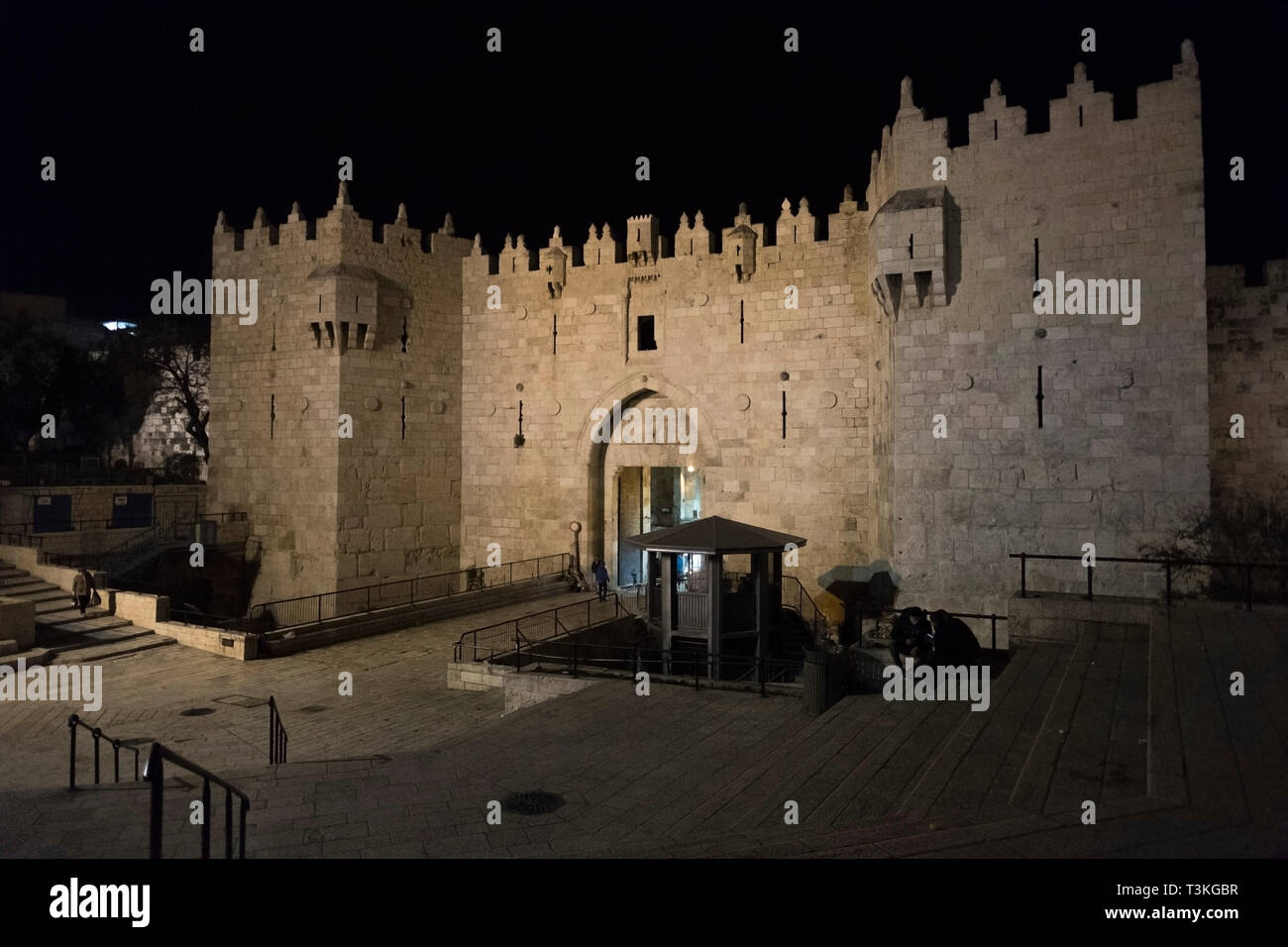 Damascus Gate at night in Jerusalem, Israel, 15/03/19 Stock Photo - Alamy