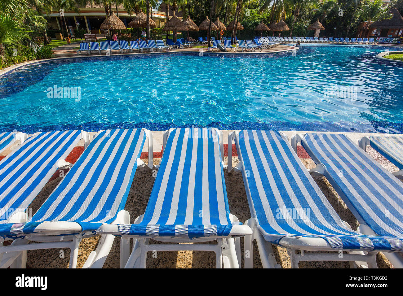 blue Swimming pool in Cancun, Riviera Maya, Mexico Stock Photo - Alamy