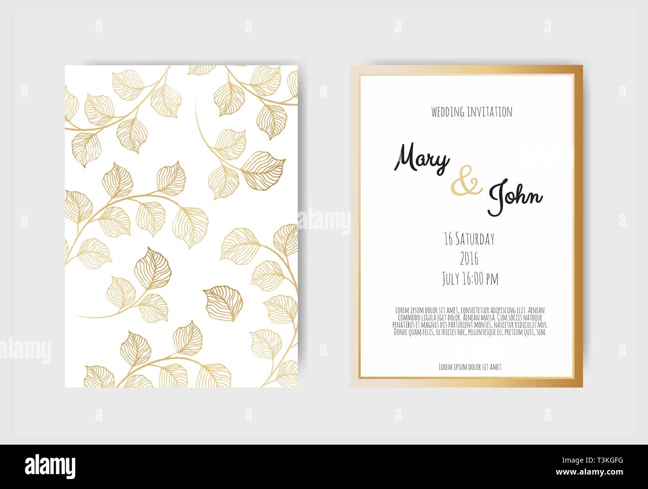 Vector invitation with gold floral elements. Luxury ornament template ...