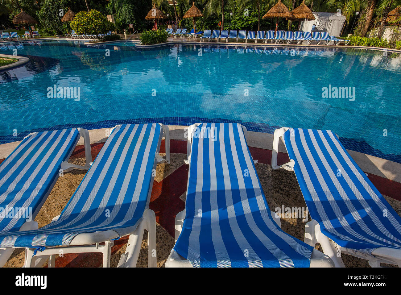 blue Swimming pool in Cancun, Riviera Maya, Mexico Stock Photo - Alamy