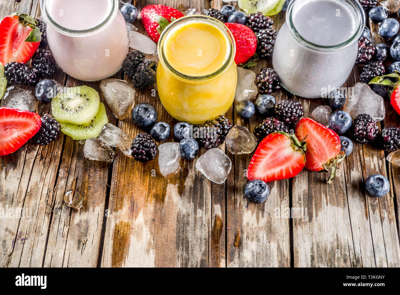 Summer fruits and berries smoothie drink. Vitamin diet snack beverage ...