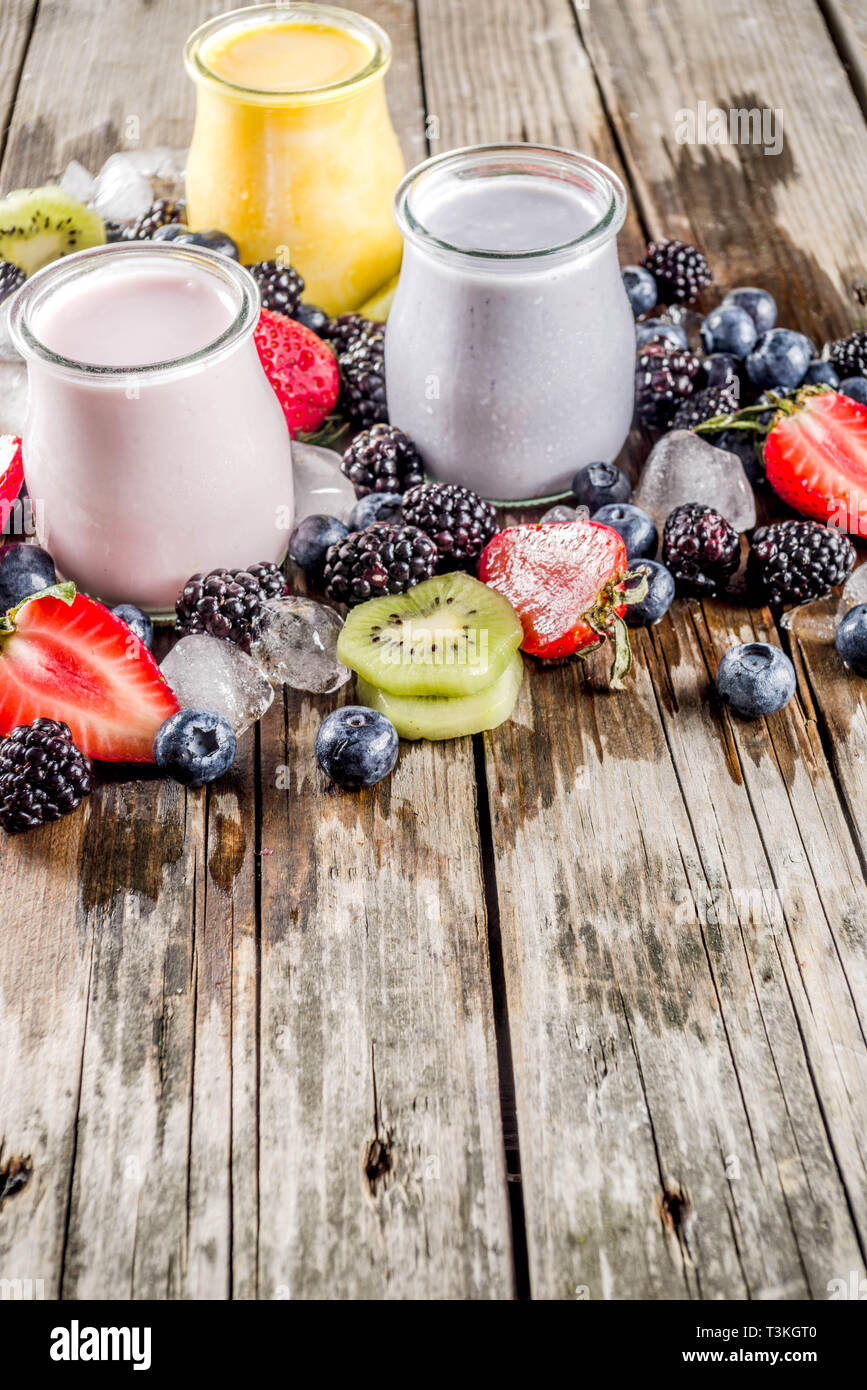 Summer fruits and berries smoothie drink. Vitamin diet snack beverage ...
