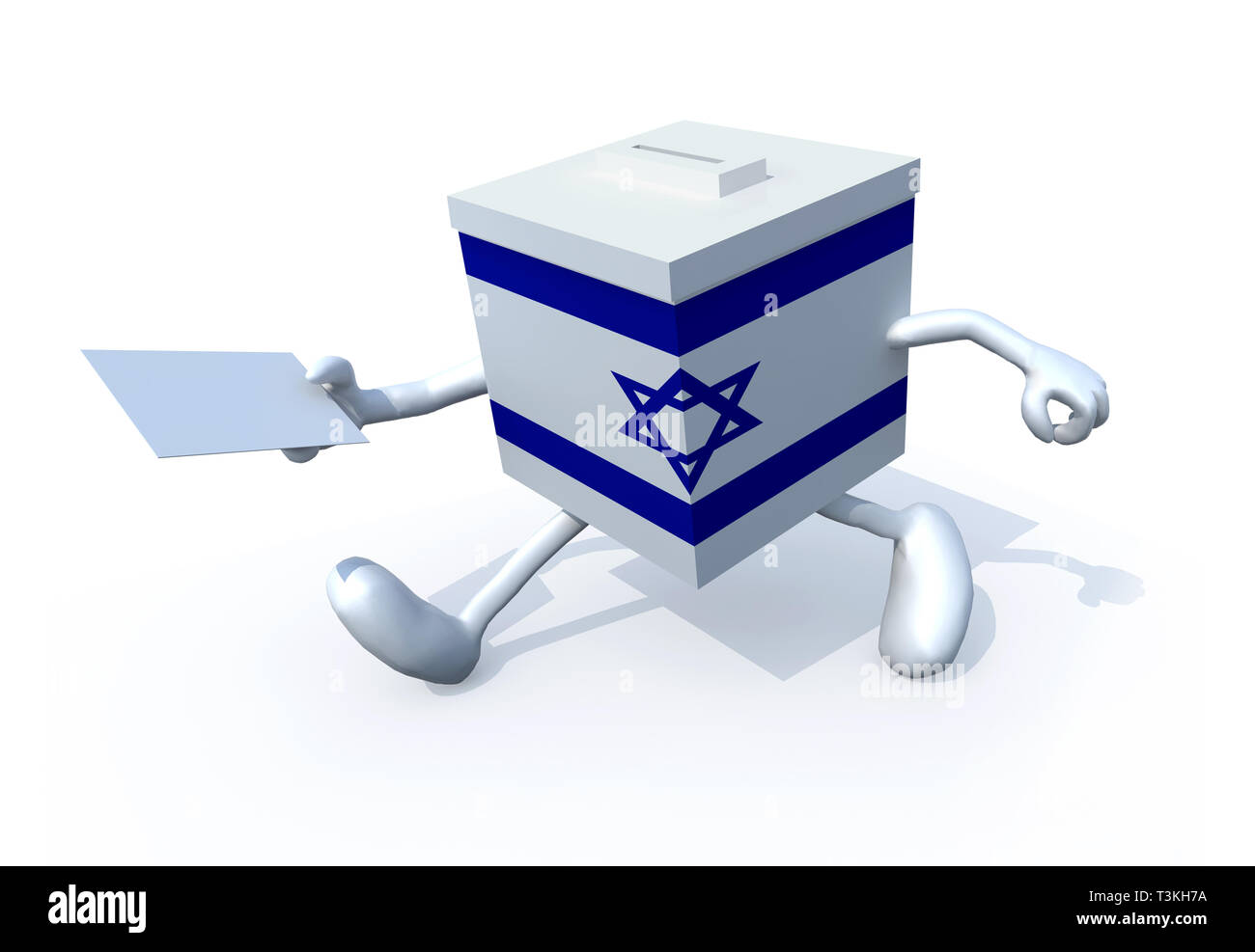 Israeli election ballot box whit arms, legs and envelope paper on hands ...