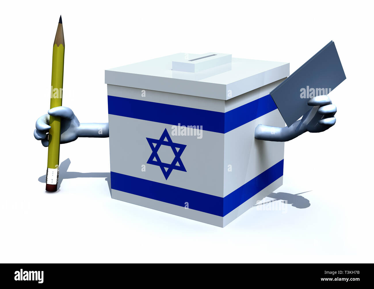 Israeli election ballot box whit arms, pencil and envelope paper on ...