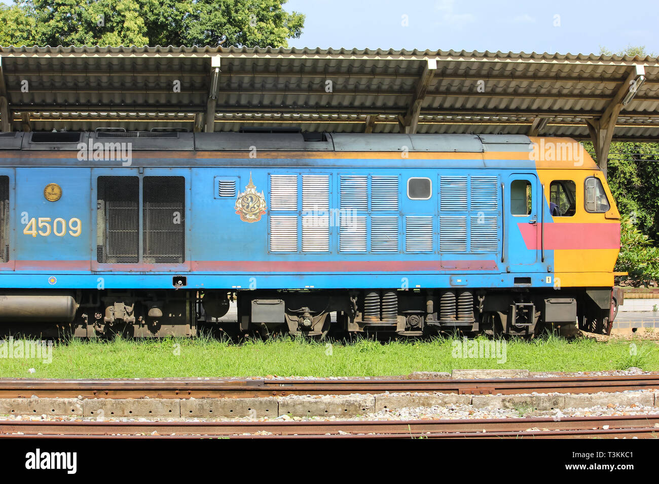 Chiangmai, Thailand - Auguest 29 2012: Old Dlesel Hitachi locomotive no ...