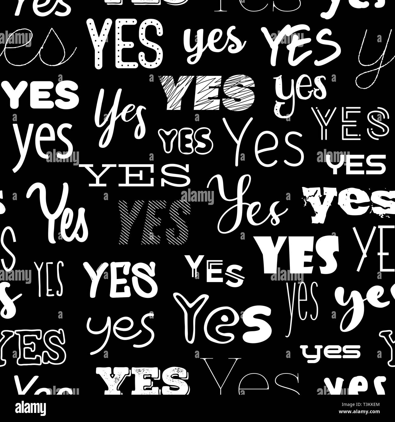 YES various lettering. Abstract typographic graphic background ...