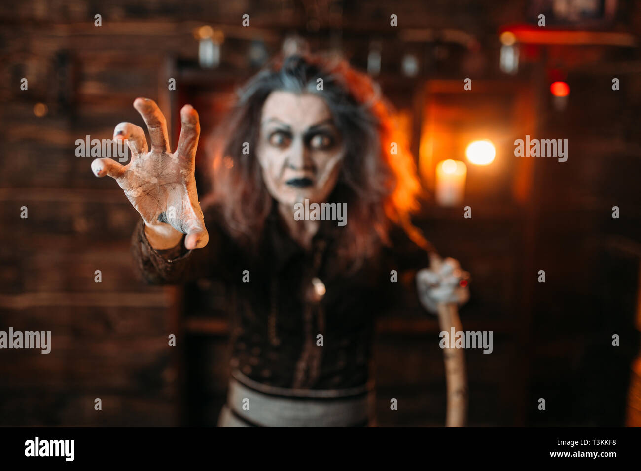 Scary witch hands out, front view Stock Photo - Alamy