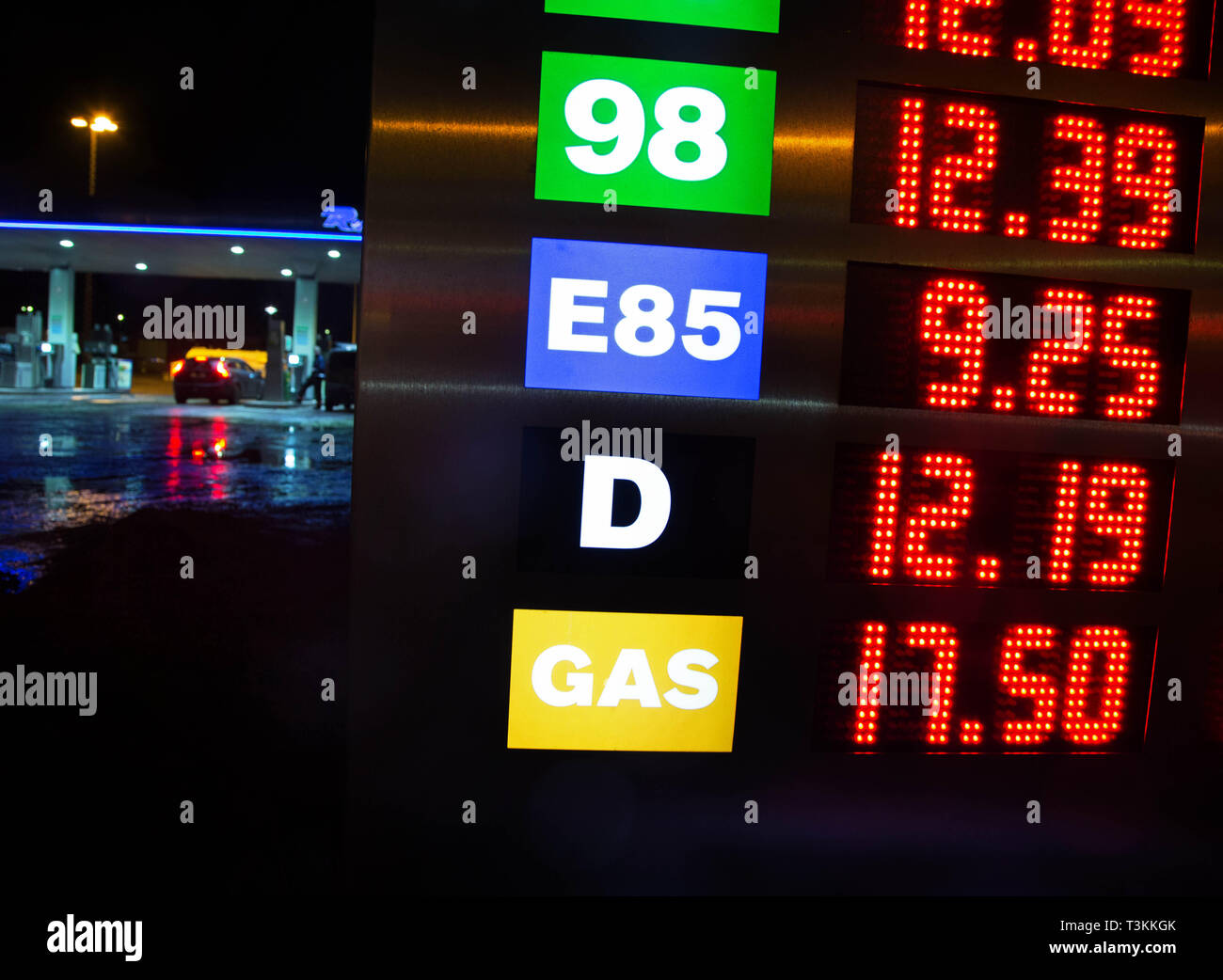 Price plate at Tanka gas station Stock Photo - Alamy