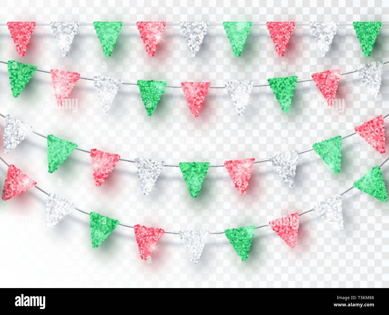 Glitter India Party Flags Decoration set isolated Stock Vector Image ...