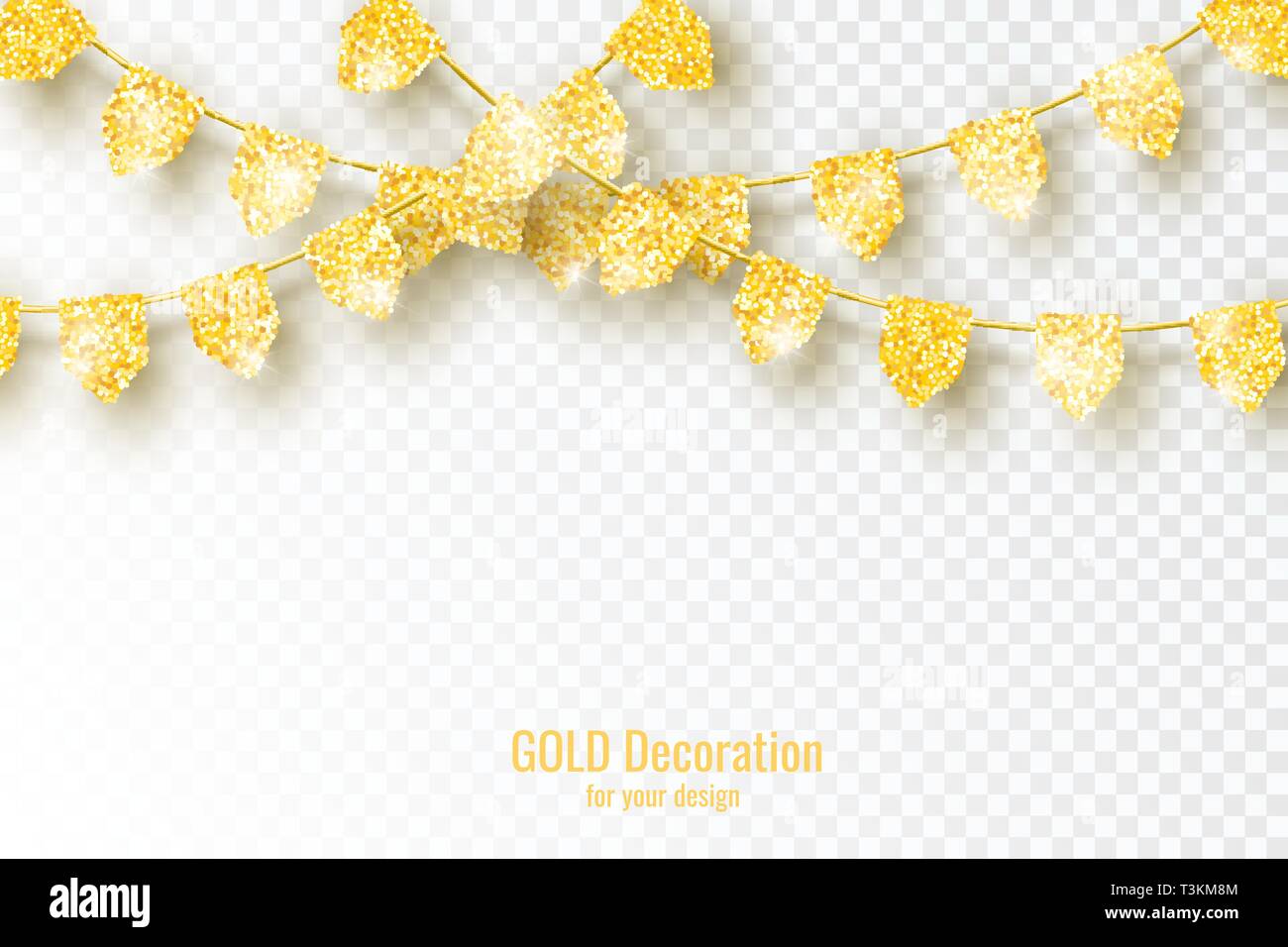 Glitter Gold Party Flags Decoration with Confetti Stock Vector Image ...
