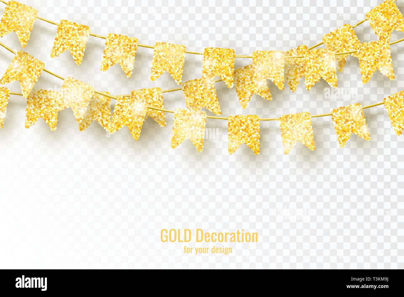 Glitter Gold Party Flags Decoration with Confetti Stock Vector Image ...