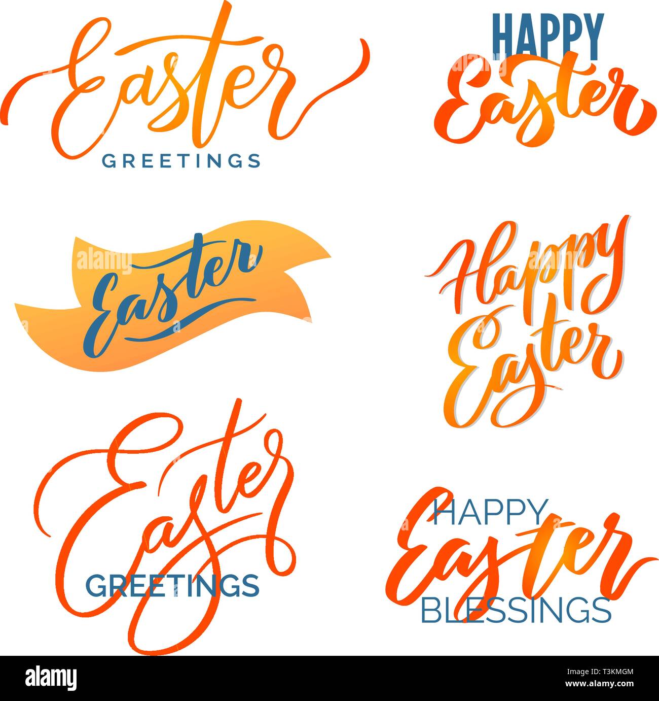 Easter typography set. Мodern calligraphy prints vector lettering ...