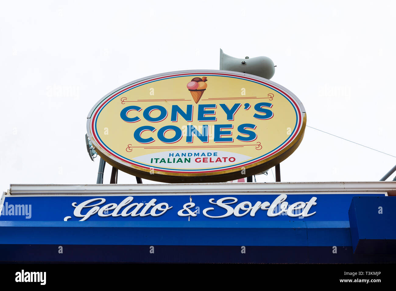 New York City, USA - July 30, 2018: Ice cream shop called Coney Cones ...