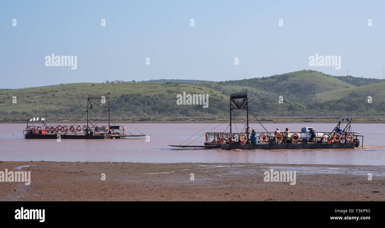 Ferry crossing the Kei River near Morgan Bay in Eastern Cape, on the ...