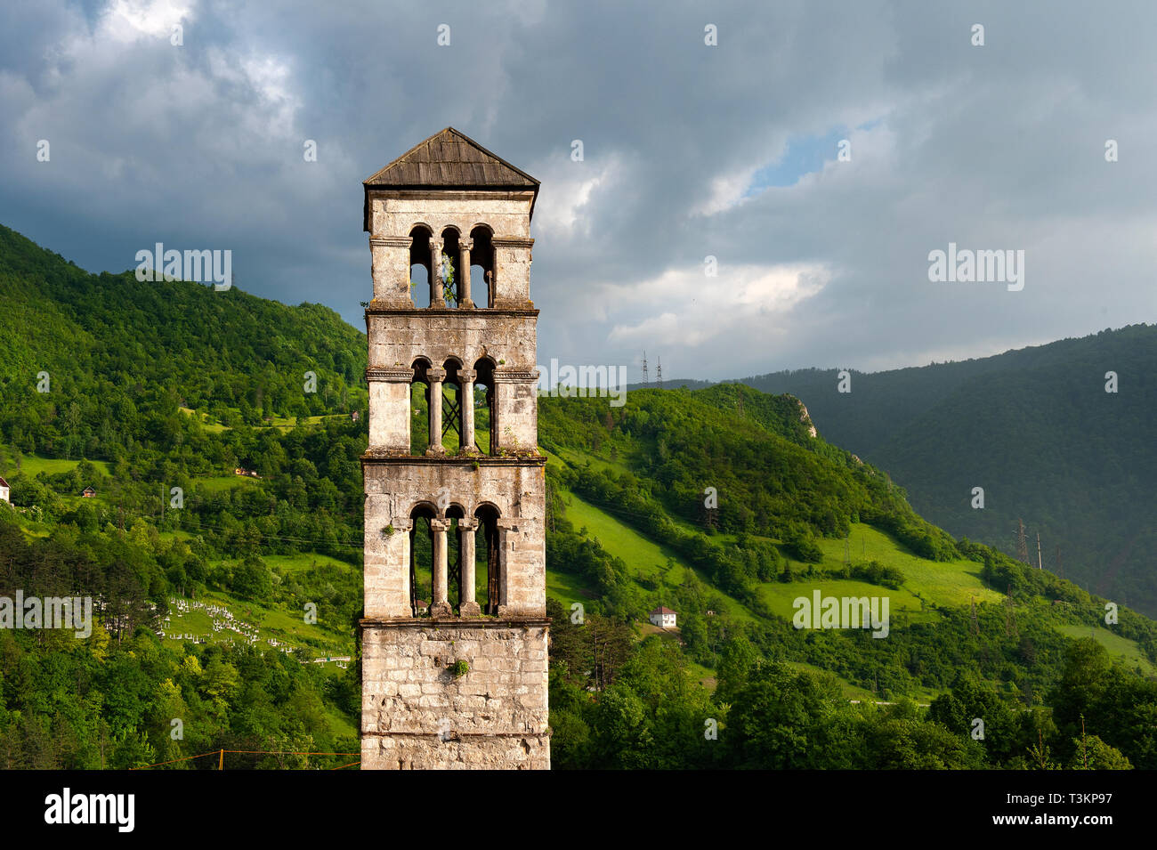 Jajce/ Bosnia and Herzegovina: The ruins of the Lucas Tower Stock Photo ...