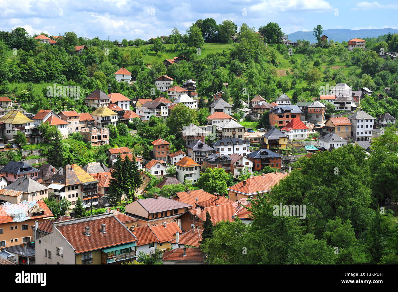 Travnik, Bosnia and Herzegovina, with his houses with steep, hipped ...