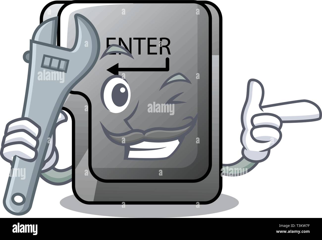 Mechanic enter button installed on computer cartoon Stock Vector Image ...