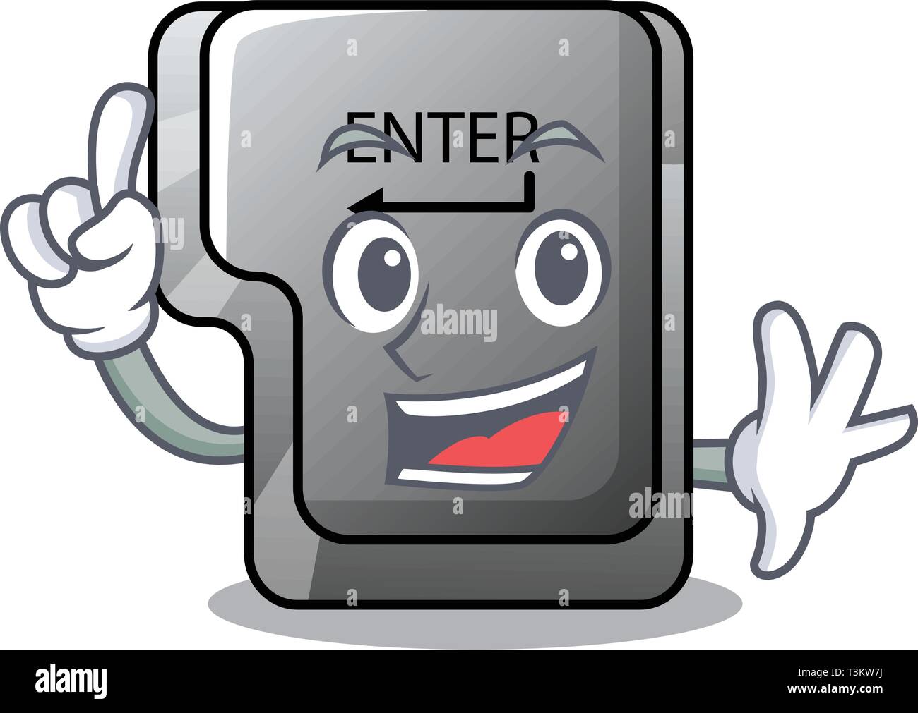 Finger enter button installed on computer cartoon Stock Vector Image ...