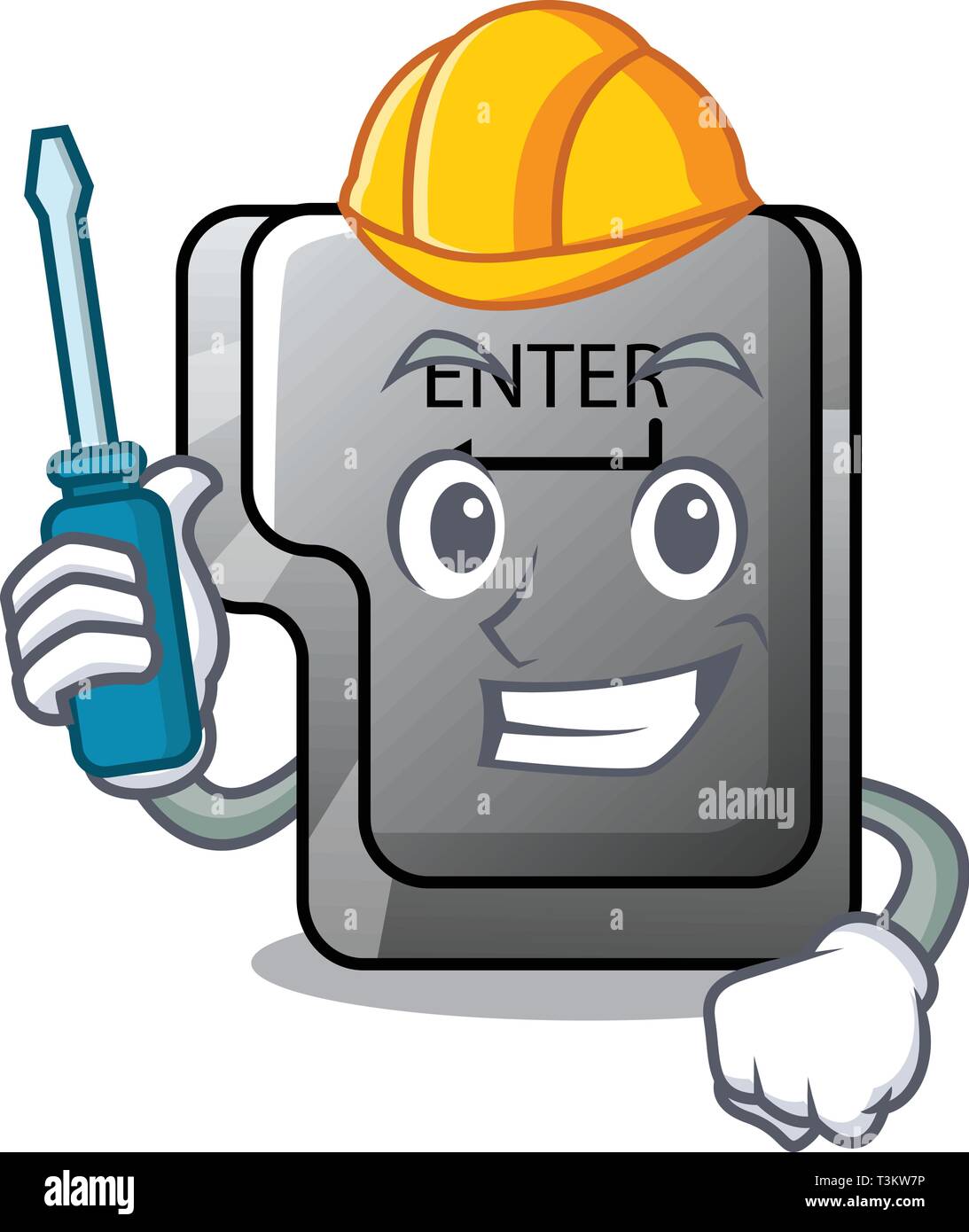 Automotive enter button installed on computer cartoon Stock Vector ...