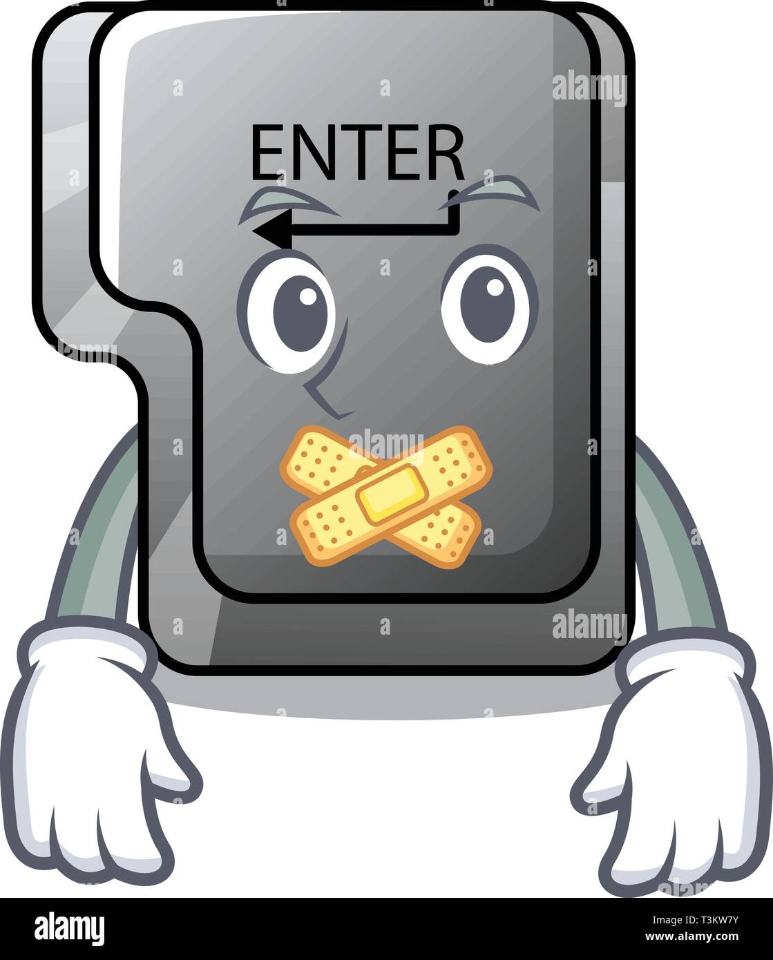 Silent enter button installed on computer cartoon Stock Vector Image ...