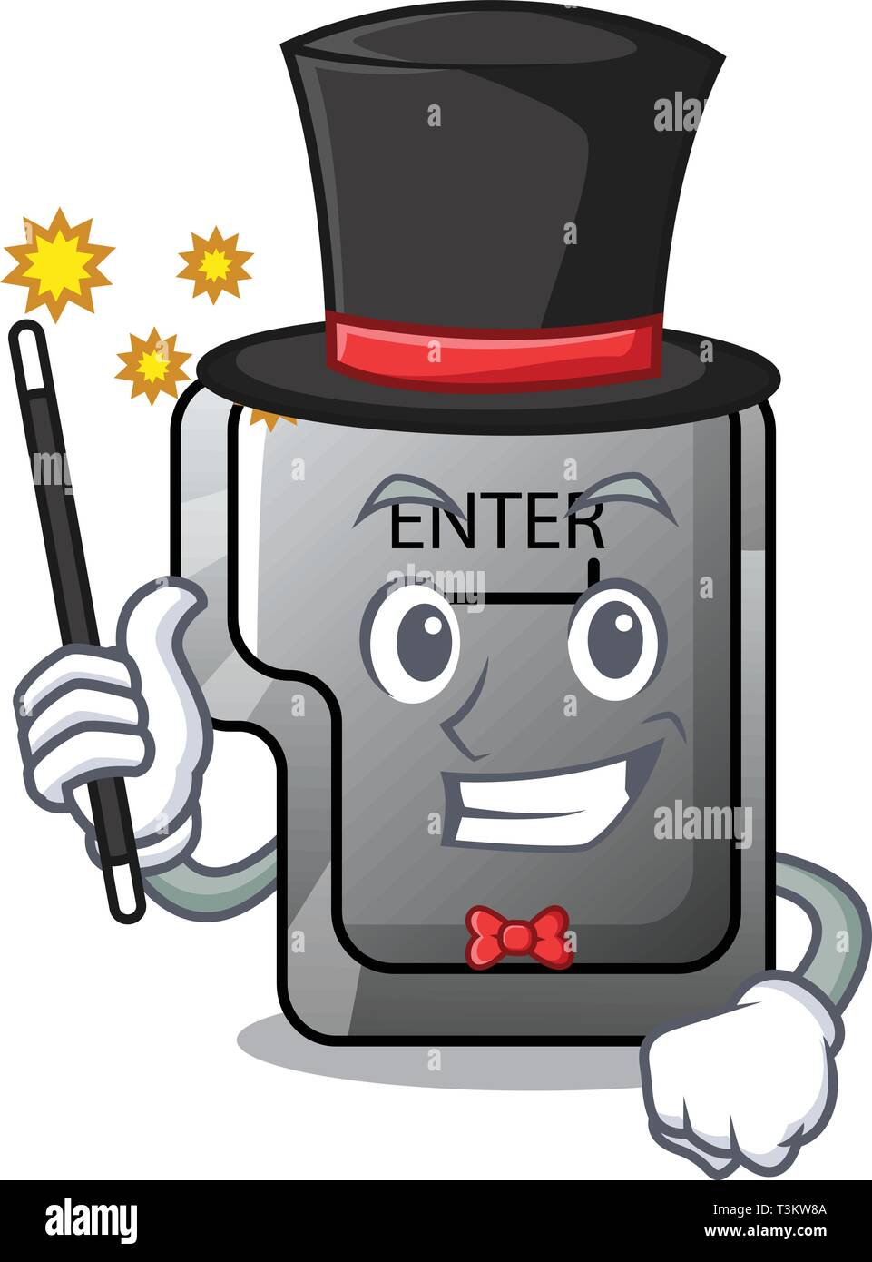 Magician enter button installed on computer cartoon Stock Vector Image ...
