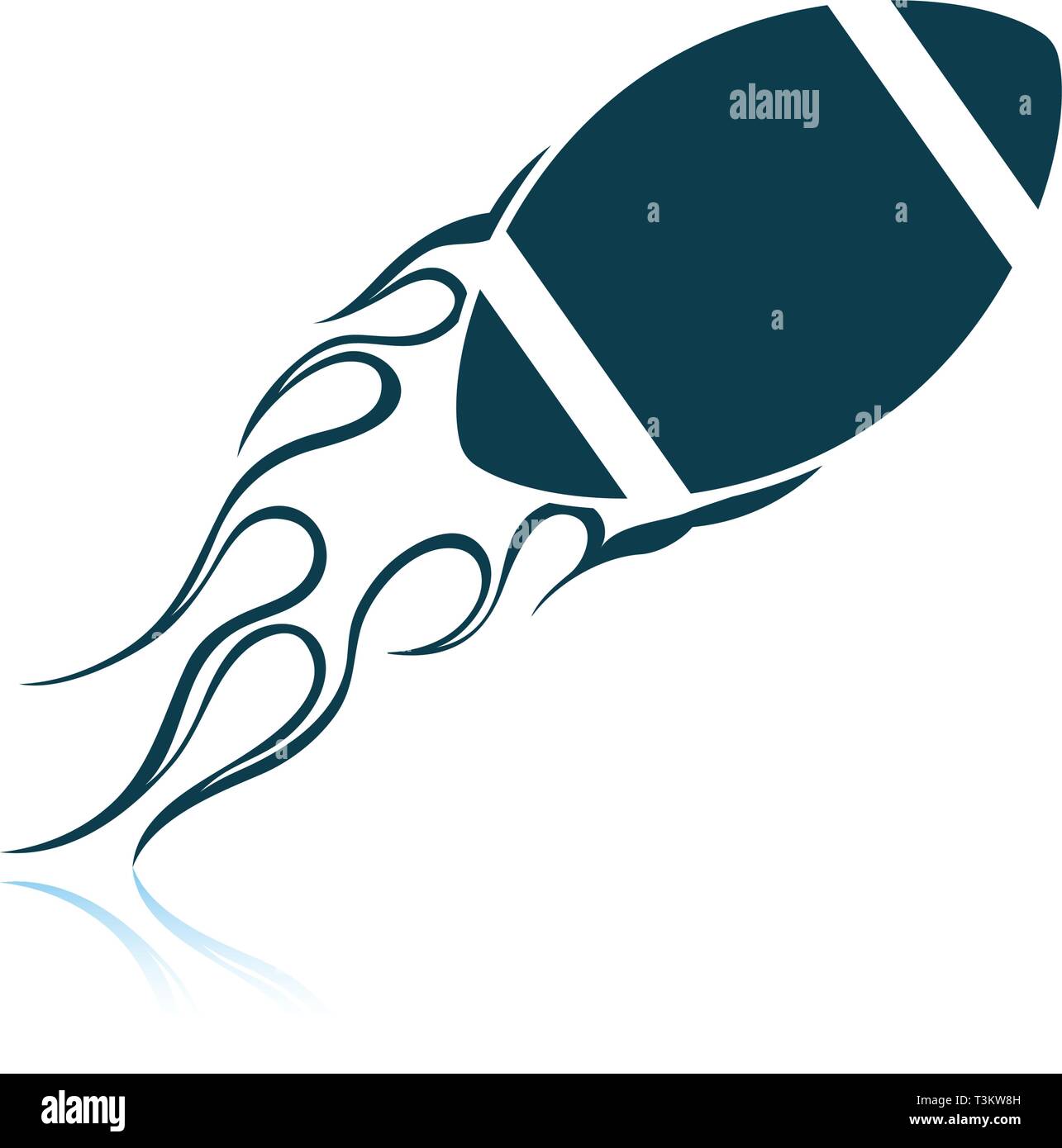 American football fire ball icon. Shadow reflection design. Vector ...