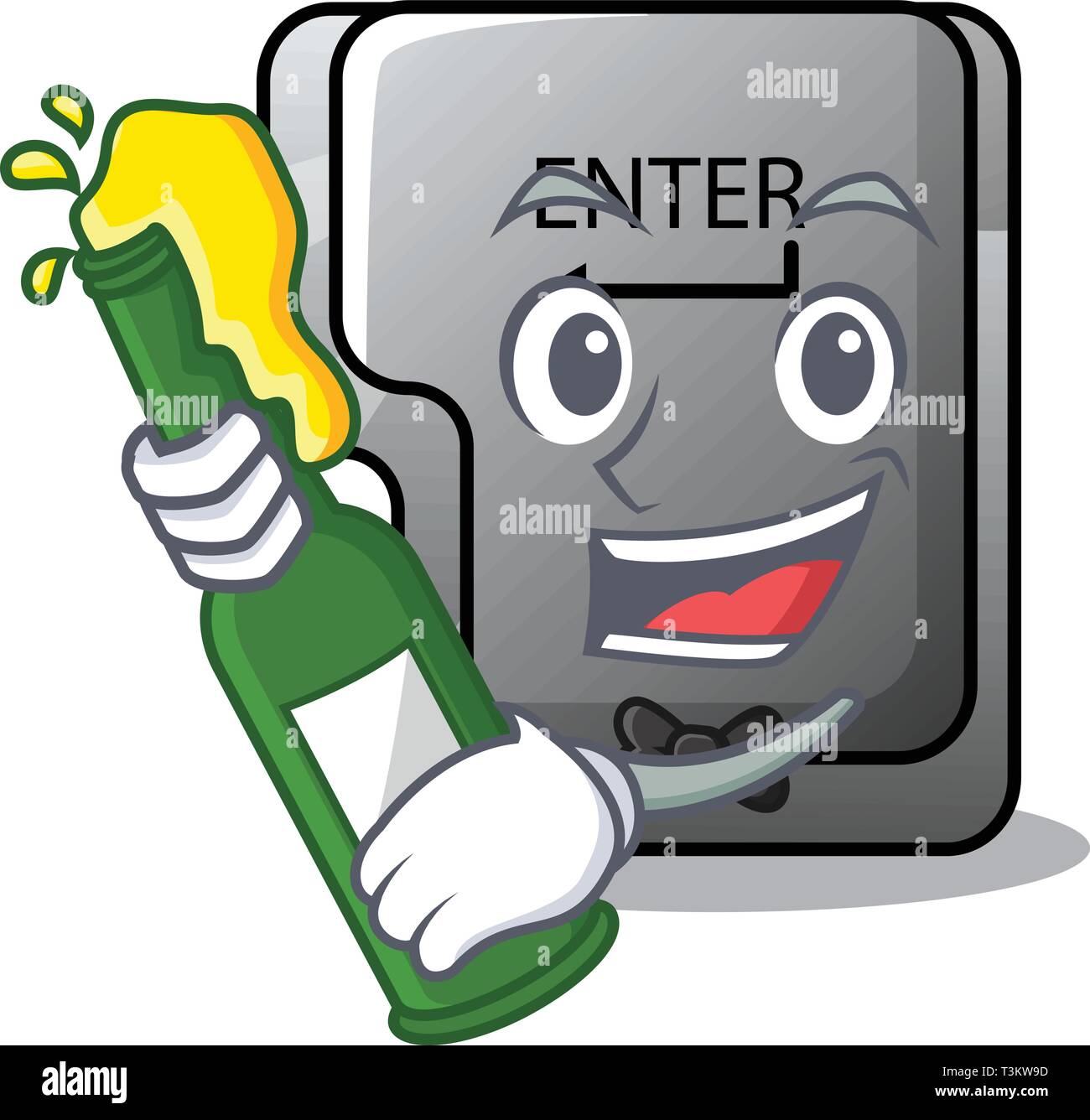 With beer enter button installed on computer cartoon Stock Vector Image ...