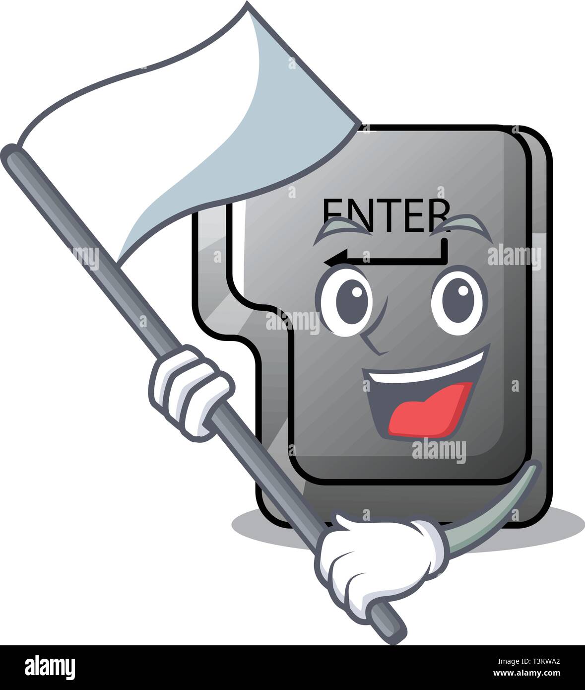 With flag enter button installed on computer cartoon Stock Vector Image ...