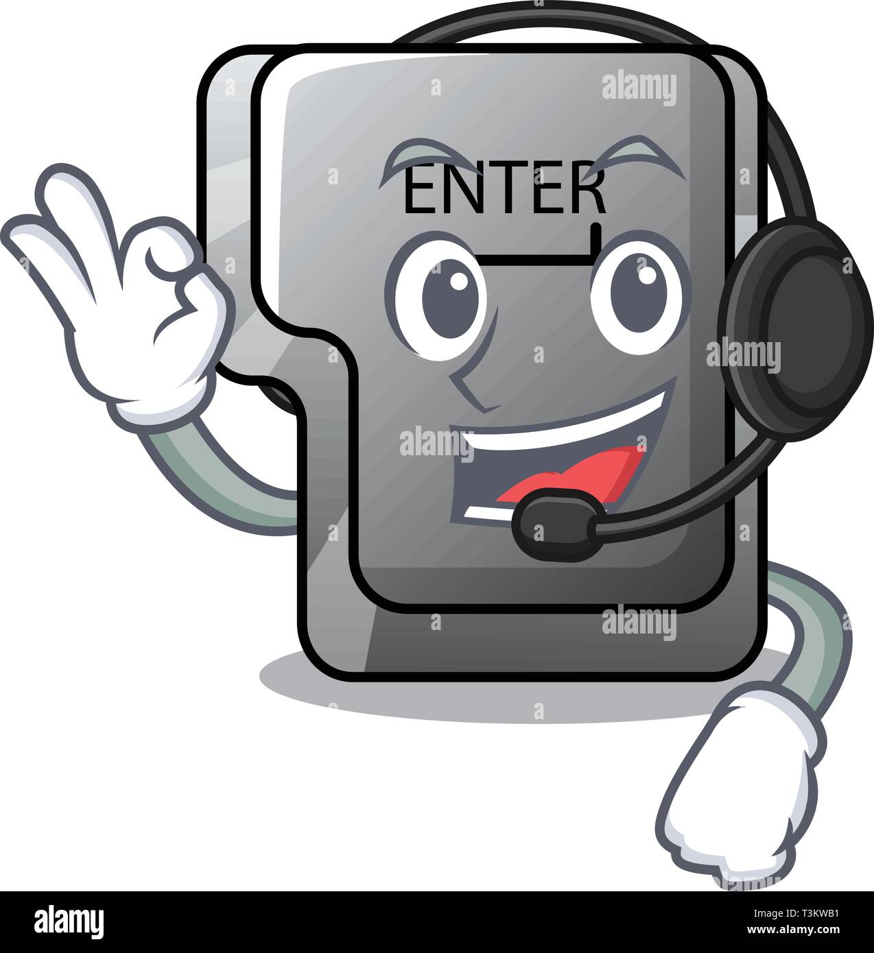 With headphone enter button installed on computer cartoon Stock Vector ...