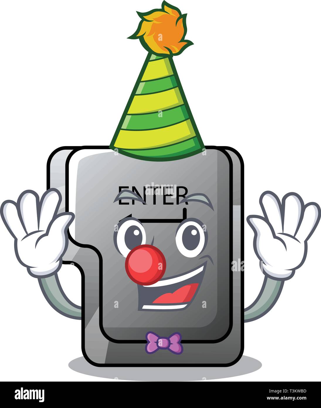 Clown enter button installed on computer cartoon Stock Vector Image ...