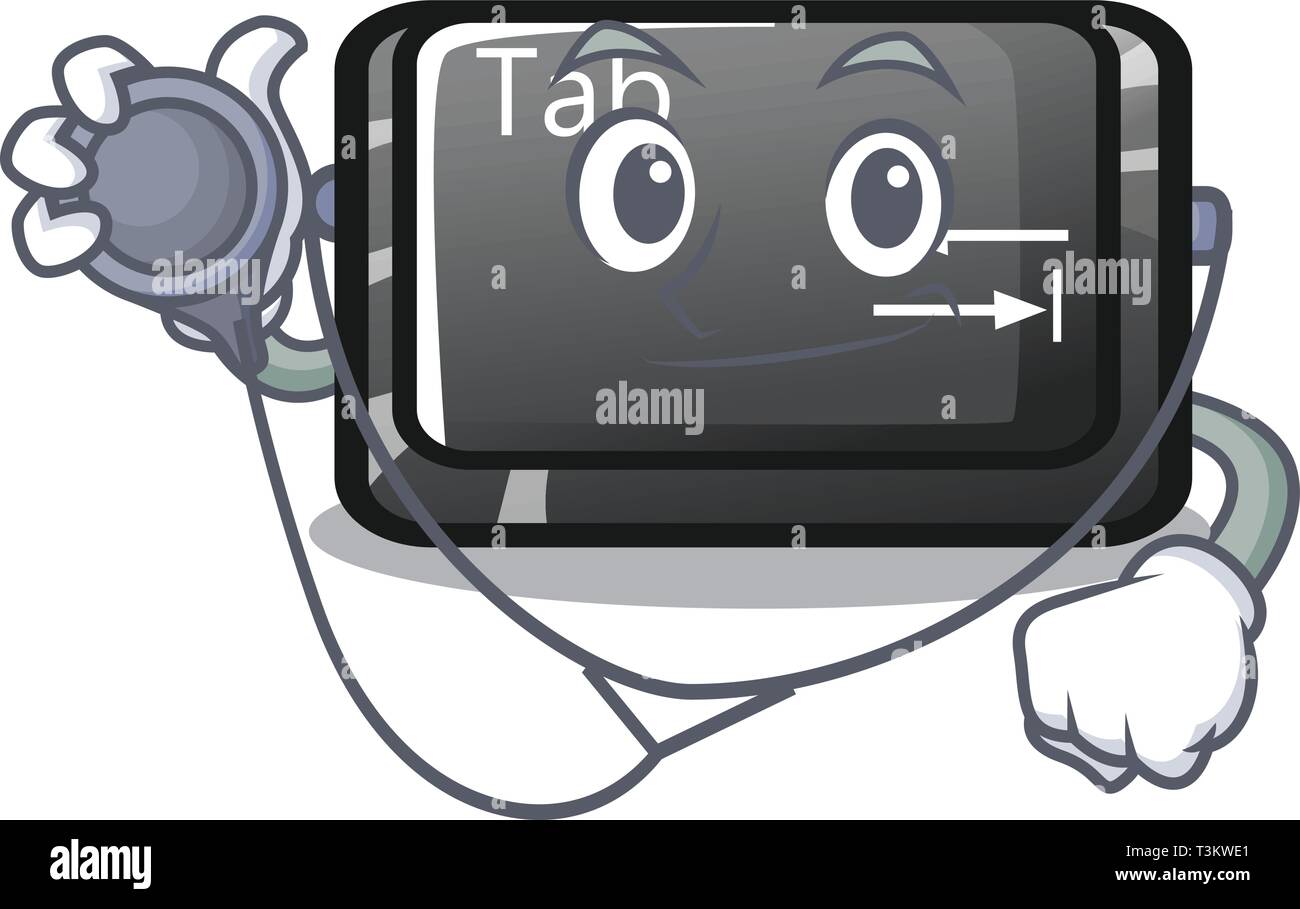 Doctor tab button installed on computer character Stock Vector Image ...