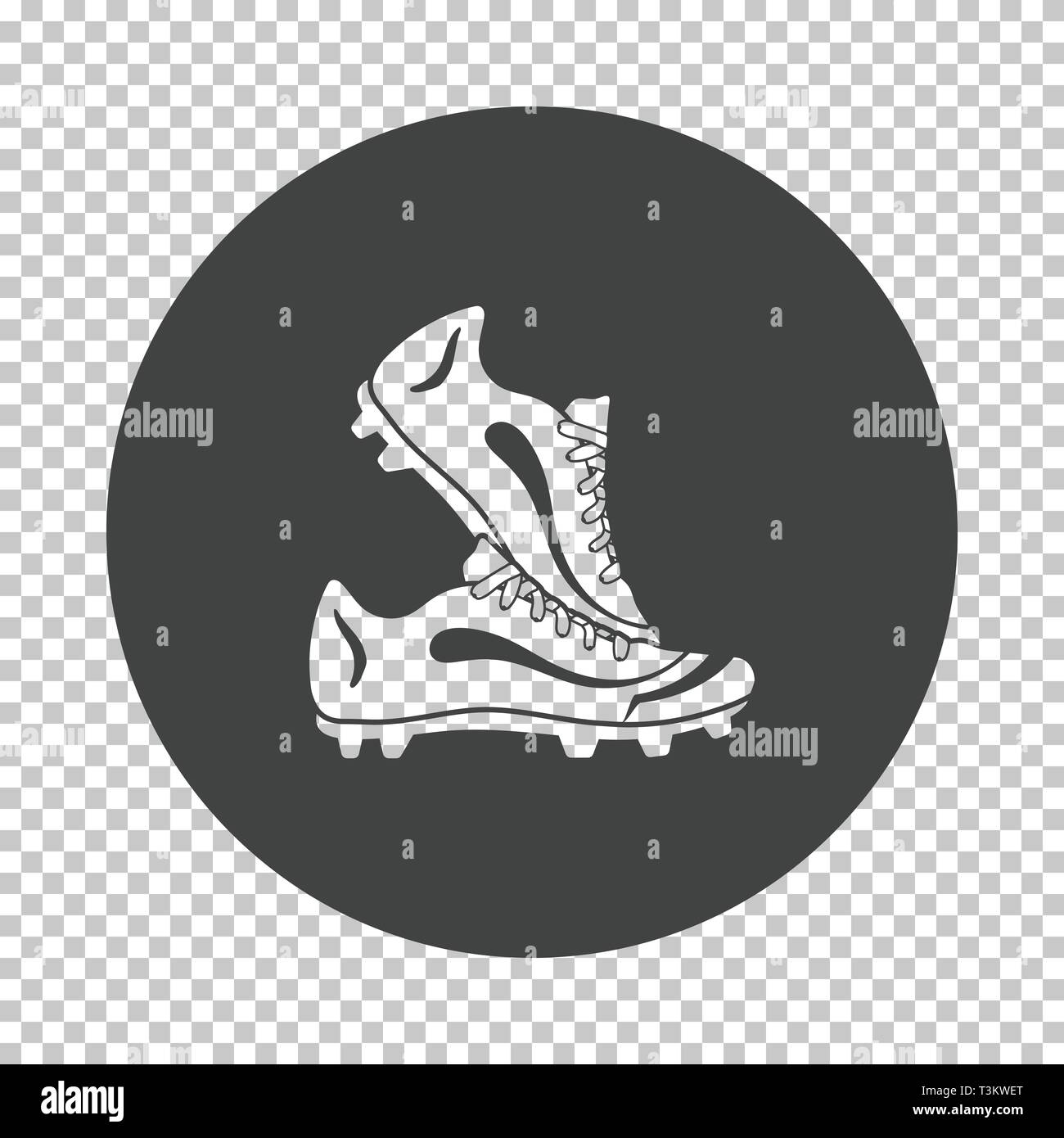 Pair soccer of boots icon. Subtract stencil design on tranparency grid ...
