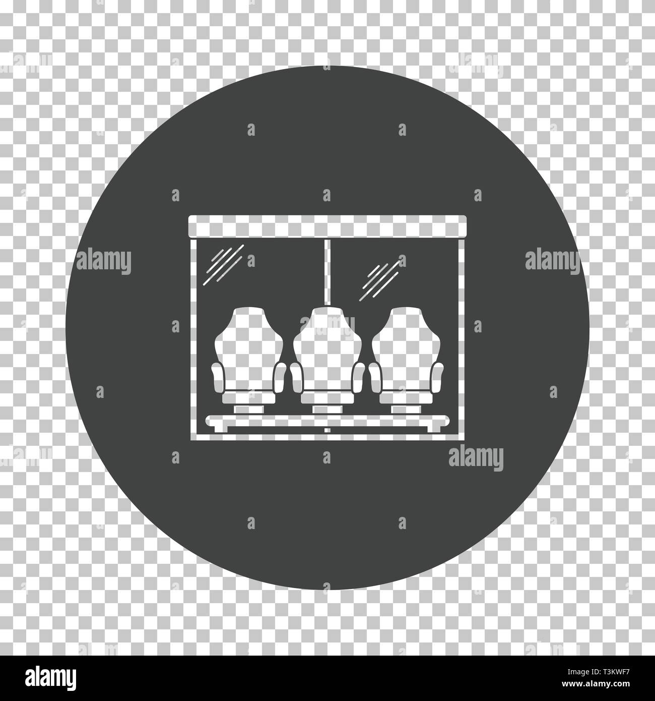 Soccer player's bench icon. Subtract stencil design on tranparency grid ...