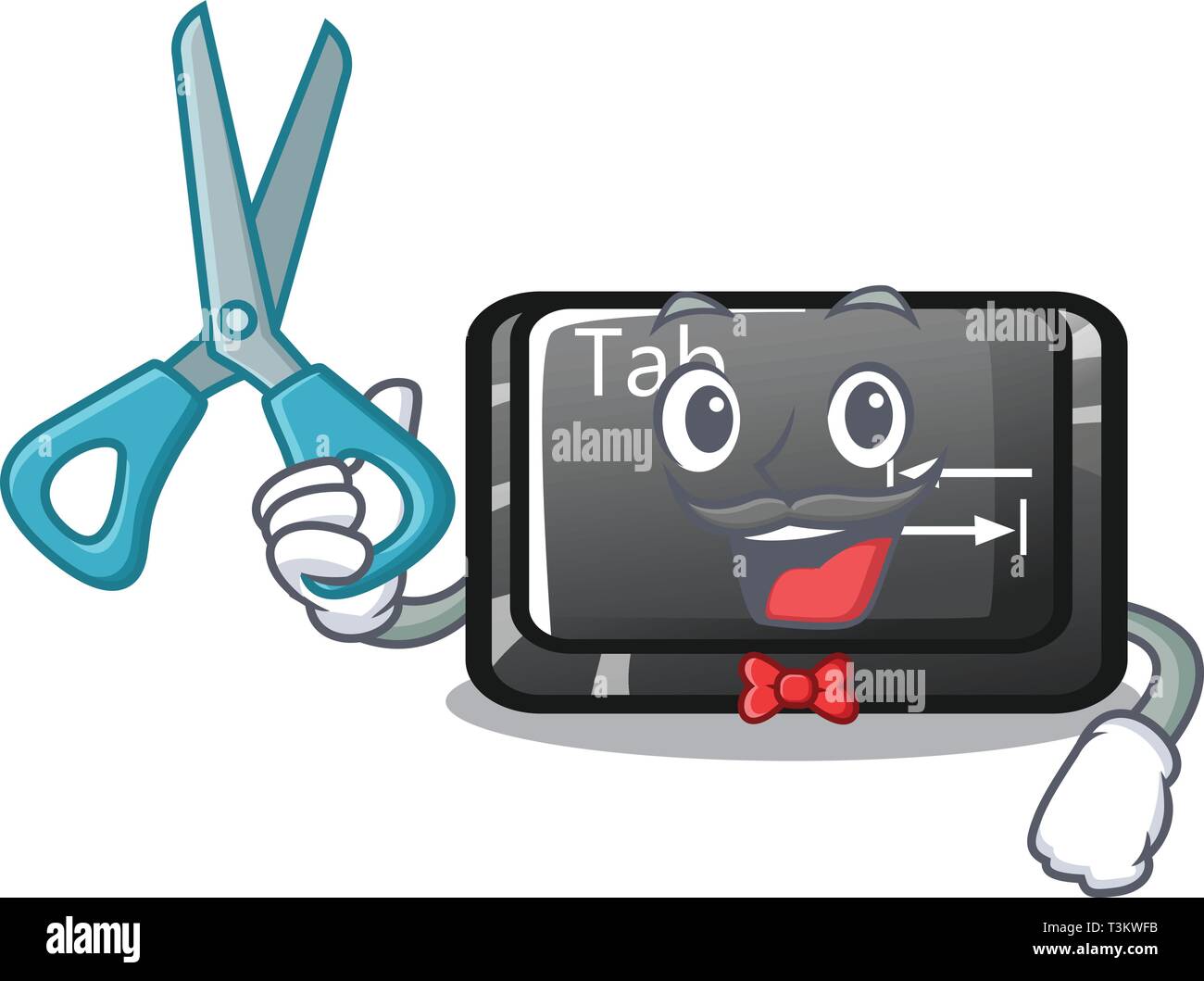 Barber tab button installed on computer character Stock Vector Image ...