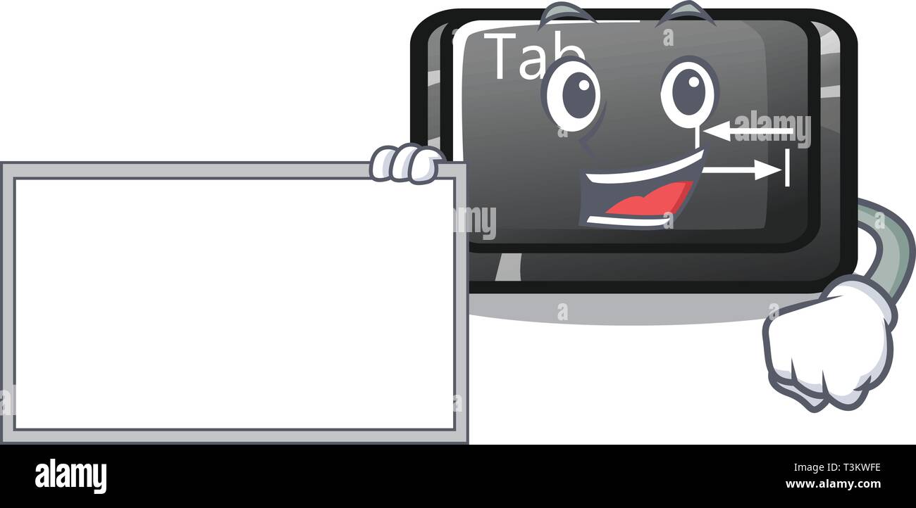 With board tab button installed on computer character Stock Vector ...