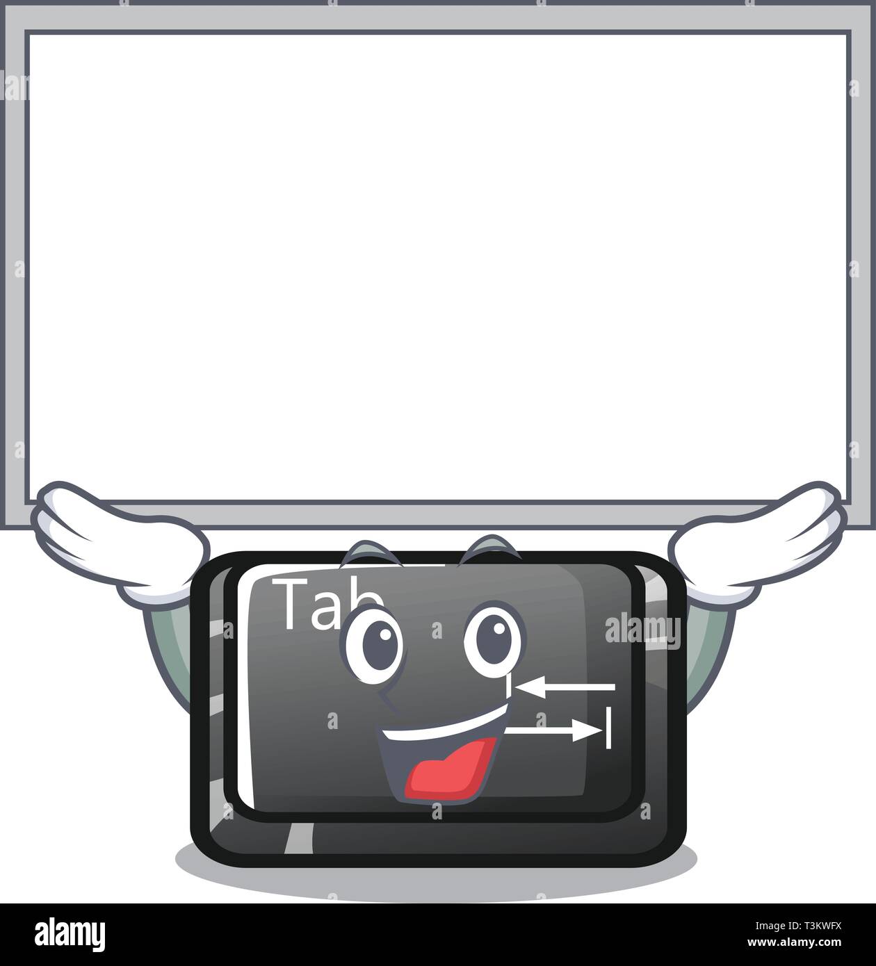 Up board tab button installed on computer character Stock Vector Image ...