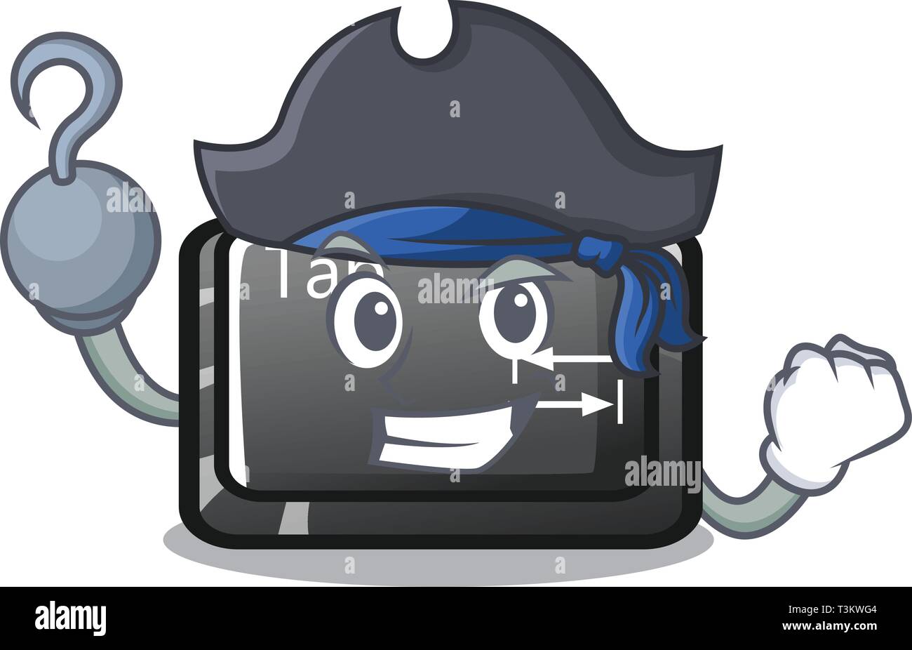 Pirate tab button installed on computer character Stock Vector Image ...