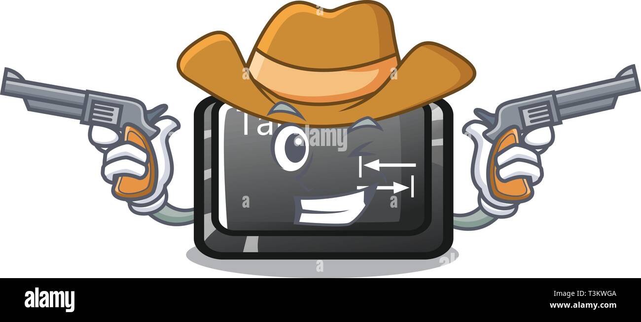 Cowboy tab button installed on computer character Stock Vector Image ...