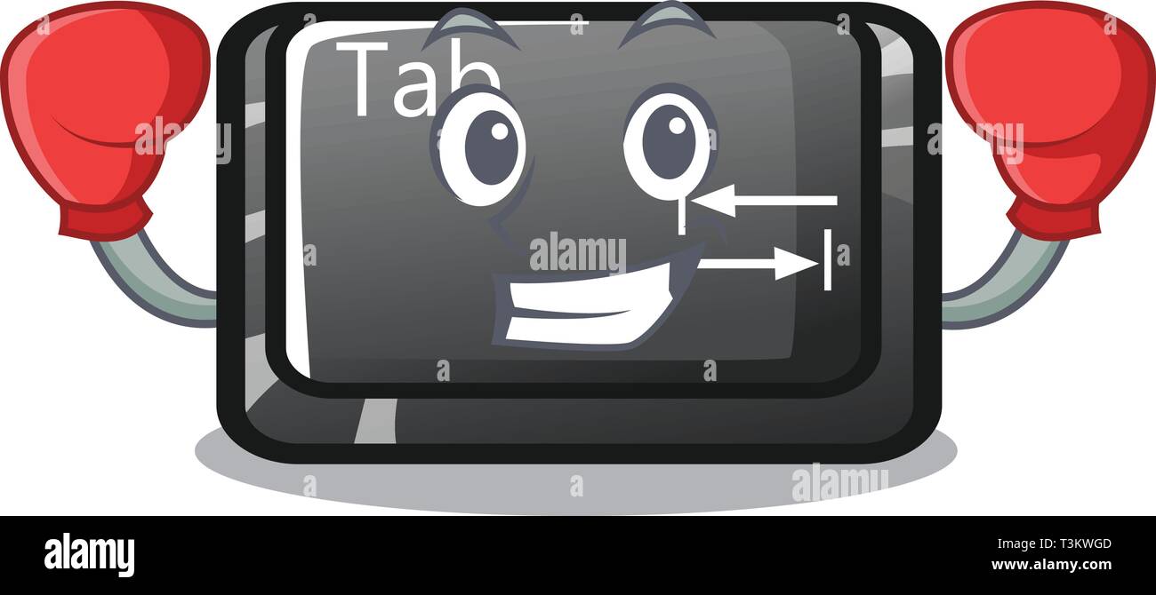 Boxing tab button installed on computer character Stock Vector Image ...