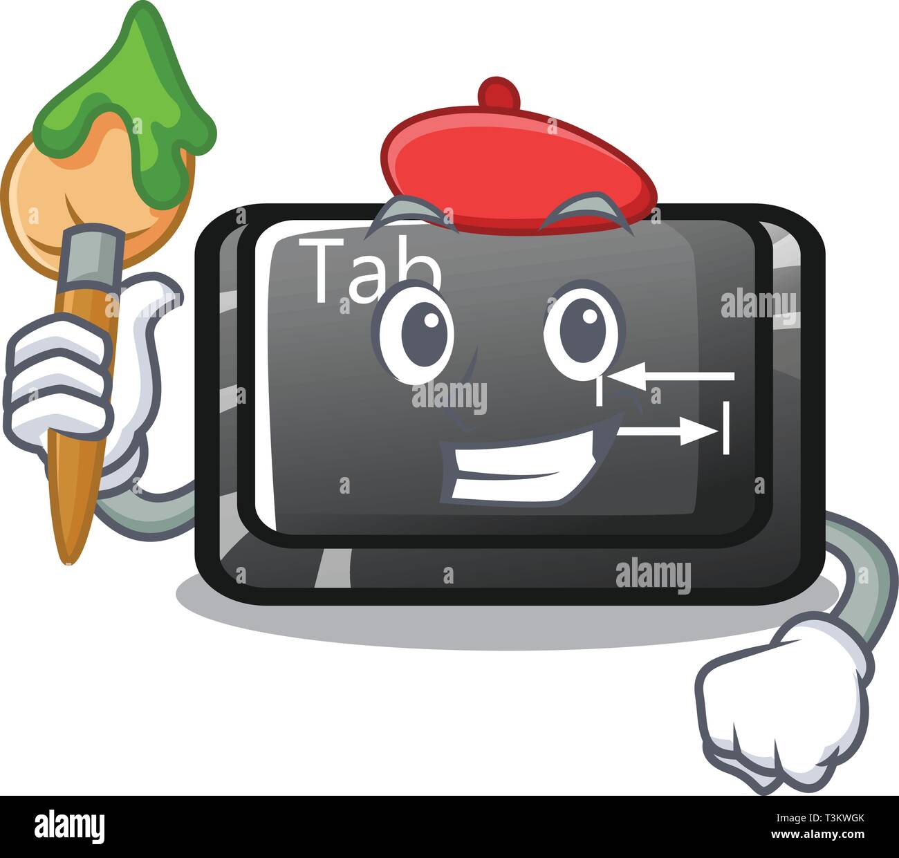 Artist tab button installed on computer character Stock Vector Image ...